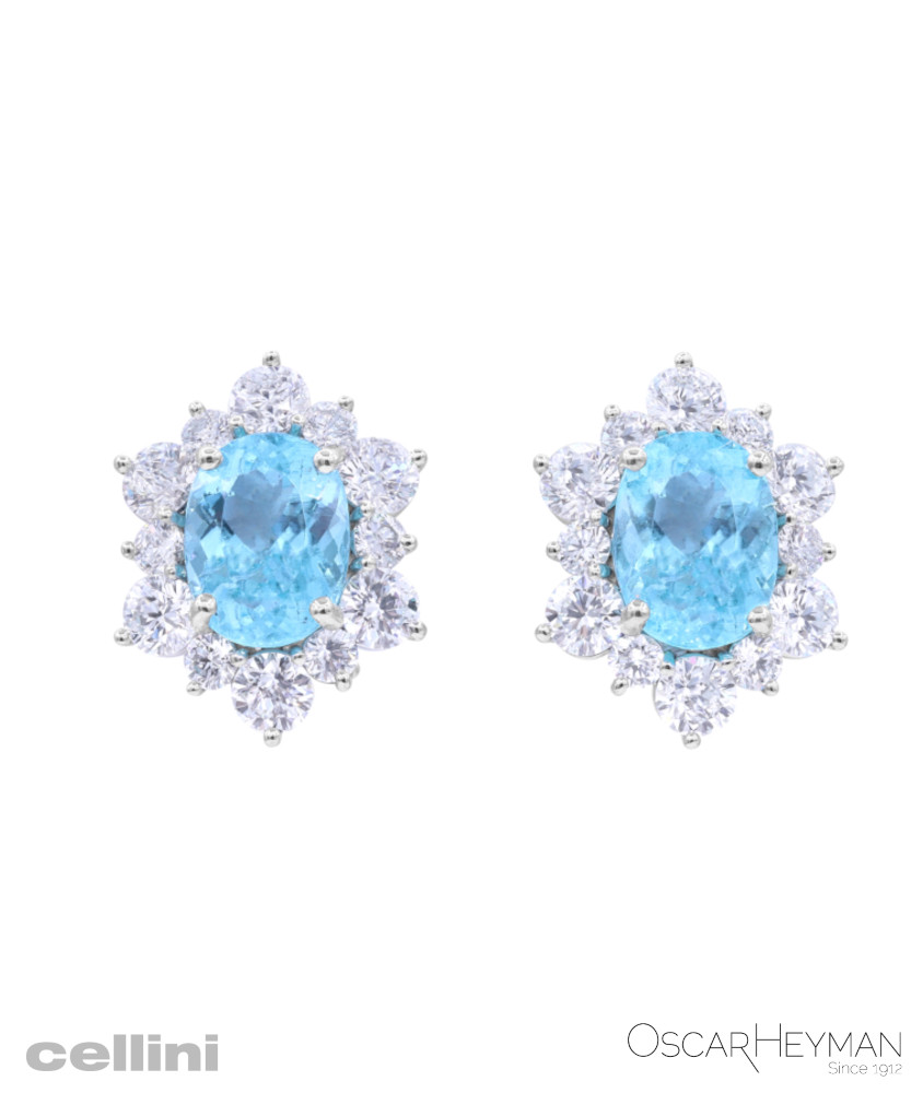 Oscar Heyman Praiba Tourmaline Dia Earrings - Cellini Jewelers Oscar Heyman Praiba Tourmaline Dia Earrings - Cellini Jewelers